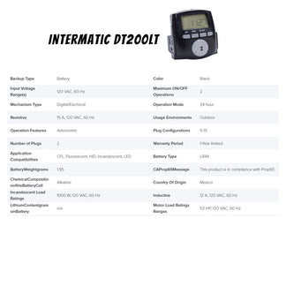 Intermatic DT200LT Digital Landscape Lighting Timer | Indoor/Outdoor ...
